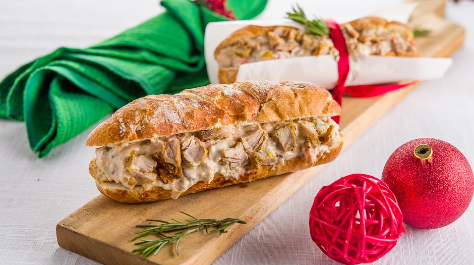 Lanche de pernil para transformar as sobras em um prato saboroso